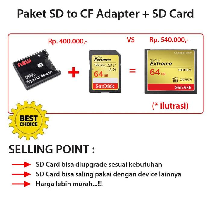 Jual Paket Memory Sandisk Compact Flash CF Extreme 64GB - Adapter CF ...