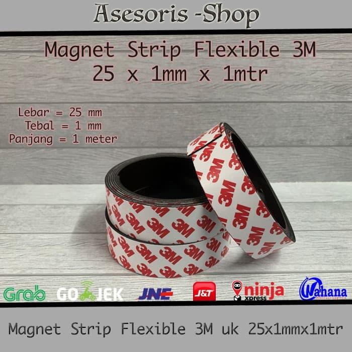 Jual Magnet 3M Flexible Magnet Strip 3M Stiker 25mm x 1mm x 1meter ...