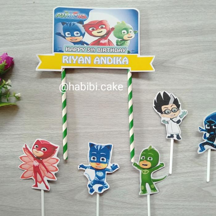 Jual cake topper pj masks / hiasan kue pj masks / topper kue pj masks ...