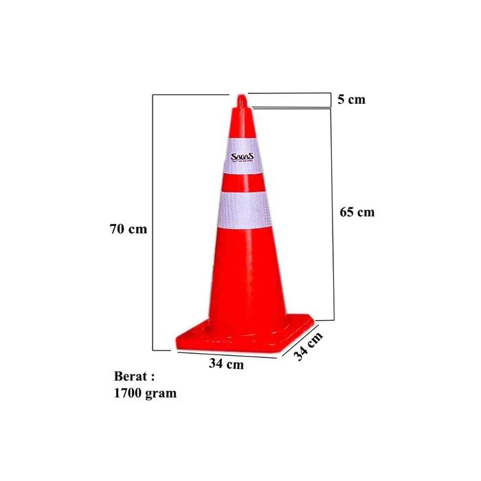 Jual Traffic cone kerucut pembatas jalan alas orange scotlight SAGAS 70 cm - Kota Surabaya ...