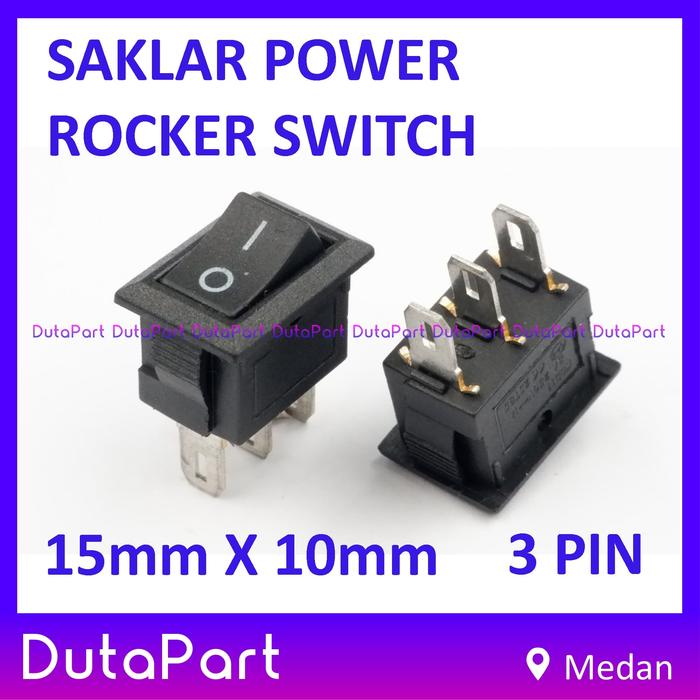 Jual Saklar Power Rocker Switch ON OFF 15mm x 10mm 3 PIN Kaki 3A 250VAC ...