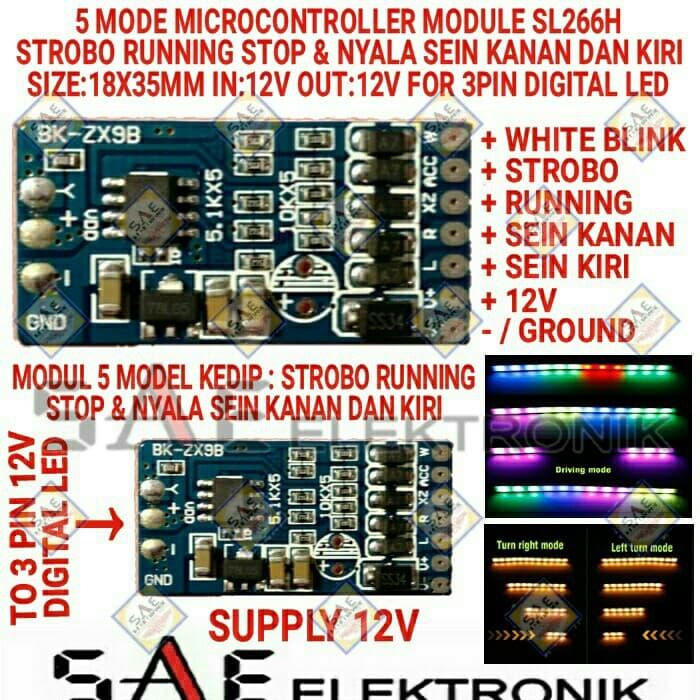 Jual SL266H 5MODE LED MODUL STROBO RUNNING FLASH SEIN KANAN KIRI LED ...