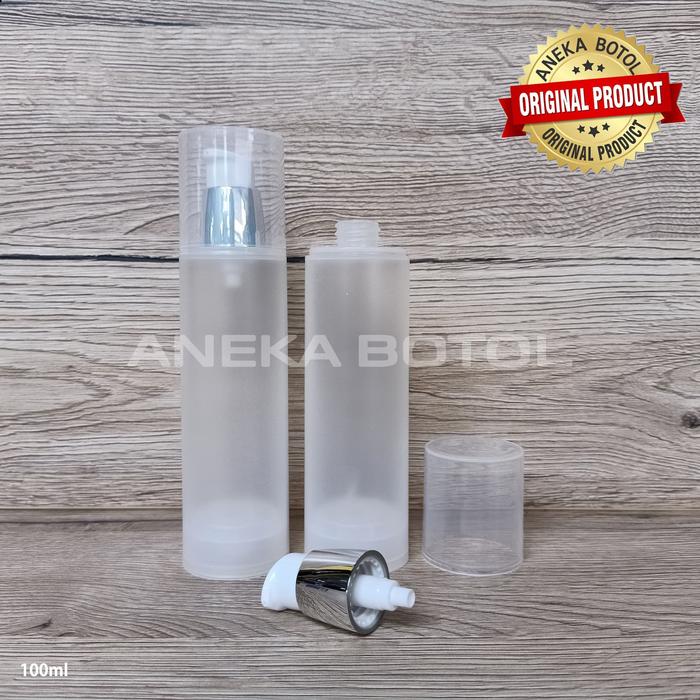 Jual BOTOL SERUM AIRLESS 100 ML NATURAL PLASTIK PUMP PUTIH / BOTOL ...