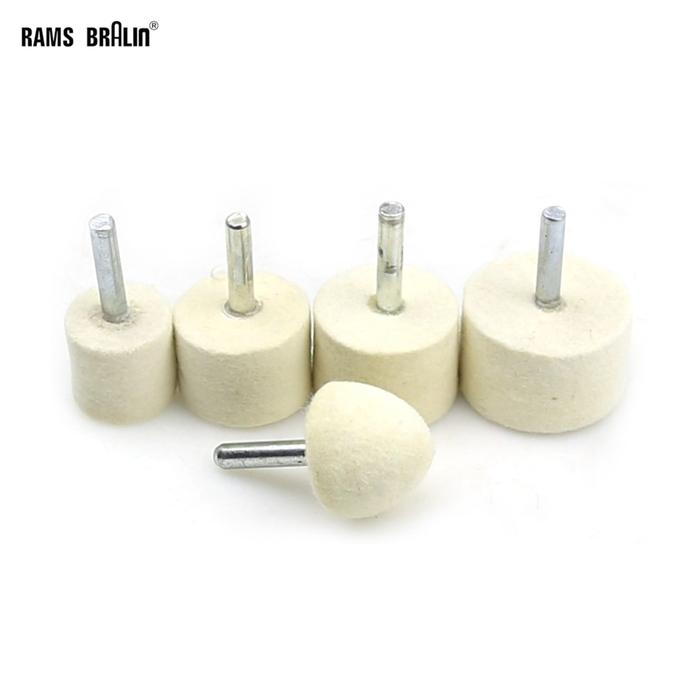 Jual 10 pieces 6mm Shaft Mounted Wool Felt Grinding Head Buffing Wheel ...