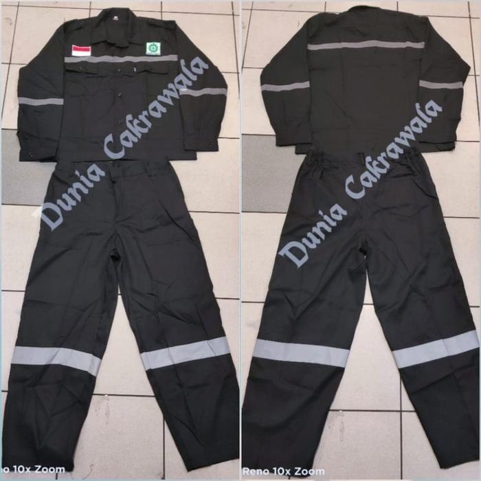 Jual Wearpack Baju Celana Safety Hitam Plus Logo / Seragam Safety ...