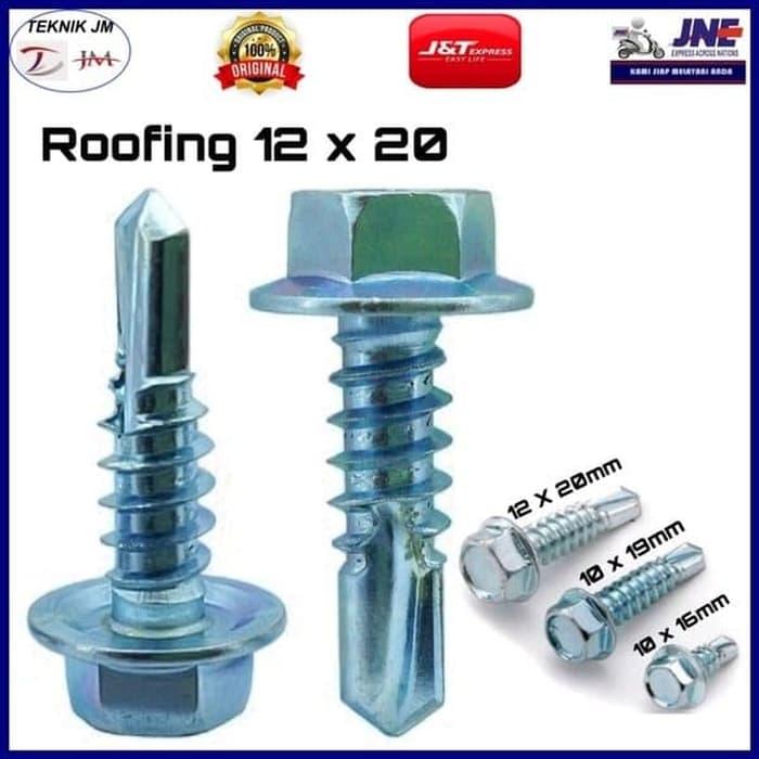 Jual BAUT ROOFING PUTIH 100 Pcs BAUT BAJA RINGAN 12 X 20mm 2cm SKRUP ...