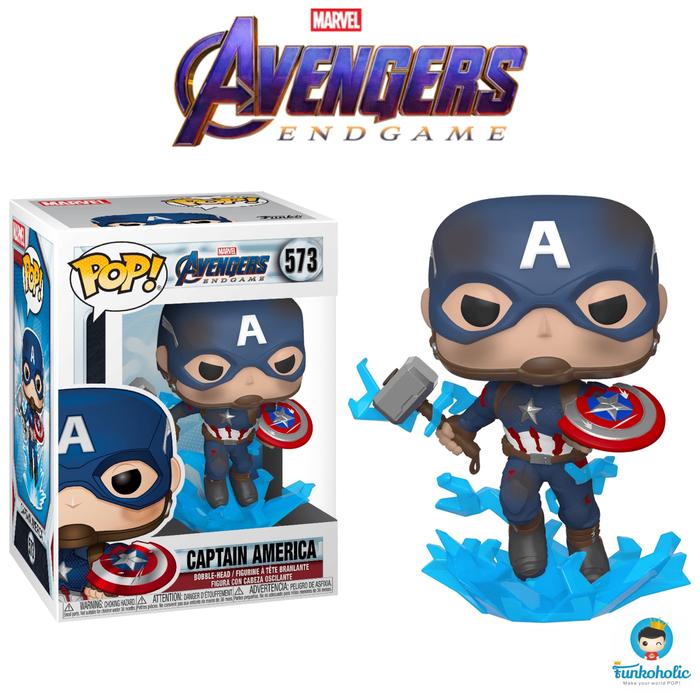 Jual Funko POP! Avengers Endgame Captain America w/ Mjolnir & Broken ...