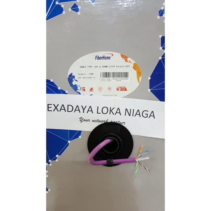 Jual Kabel LAN Cat6 FiberHome UTP CAT 6 24AWG PVC LSZH White / Purple ...