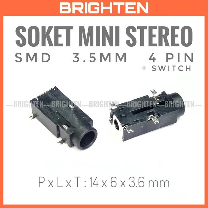 Jual Soket Akai Mini Stereo 3.5mm 4 pin with switch SMD - Kota Bandung ...