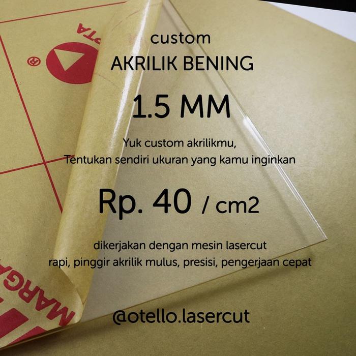 Jual Akrilik 1.5 MM / Potongan Custom / Pemotongan Pakai Lasercut Rapi ...
