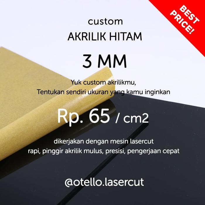 Jual Akrilik 3 MM Hitam / Potongan Custom / Pemotongan Pakai Lasercut ...