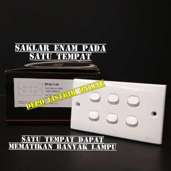 Jual BOSS / Saklar Seri 6 Gang 1 Way Switch BOSS 10A 250V / BT36/1/2A ...