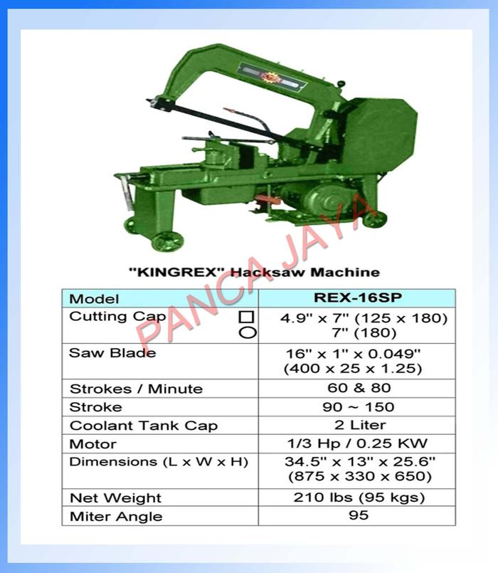 Jual KINGREX HACKSAW REX-16SP MESIN POTONG PIPA BESI AS BESI GERGAJI ...