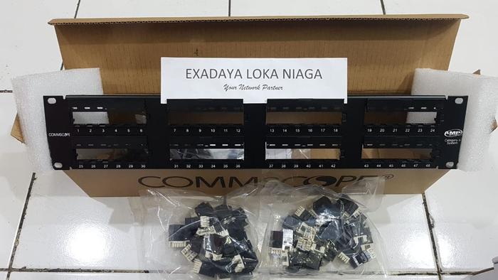 Jual AMP Patch panel 48 Port Cat6 / cat 6 Loaded 2U Commscope Original ...