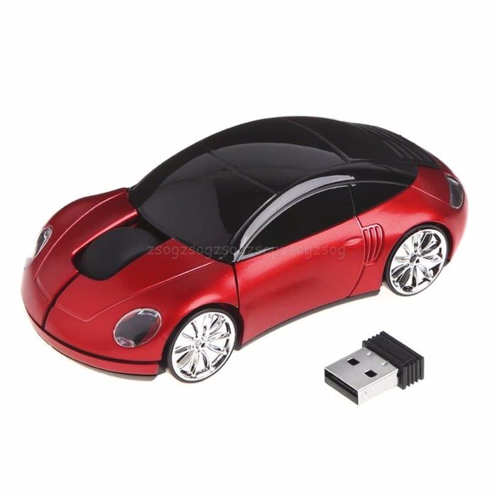 Jual Wireless Mouse Mobil Sport Wireless Led Optical Mice 2.4Ghz RED ...