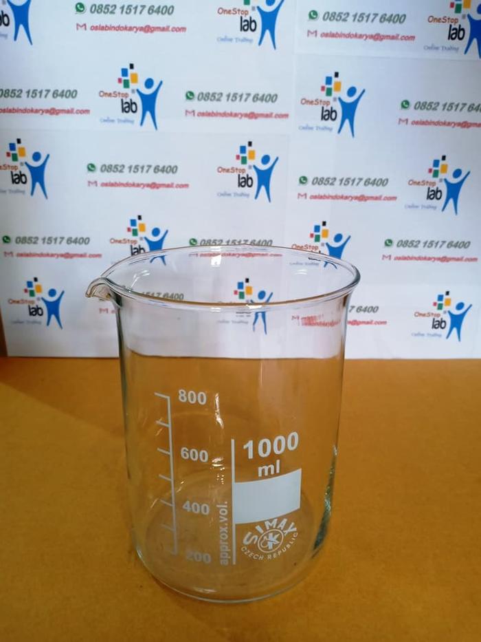 Jual Beaker glass cap 1000 ML low form gelas kimia model pendek SIMAX ...