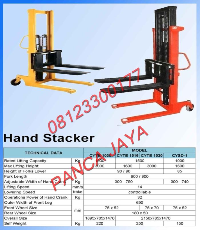 Jual HAND STACKER HAND LIFT 1 TON CYTE 1016 1.6 METER ALAT ANGKAT BARANG - Jakarta Timur ...