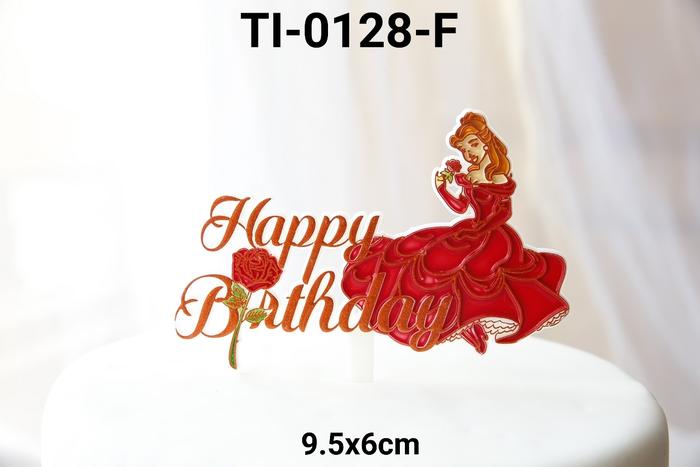 Jual TI-0128-F Cake topper happy birthday belle beauty and the beast ...