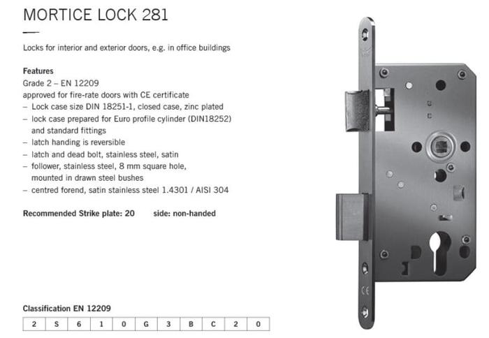 Jual DORMA MORTISE LOCK 281 A BACKSET 55 MM SASH LOCK DORMA 281A ...