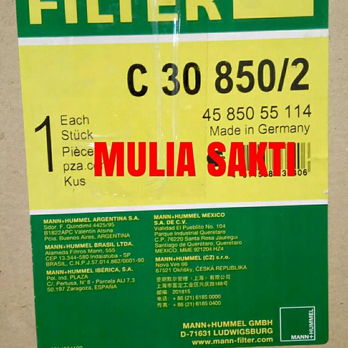 Jual Mann Air Filter C30850/2 - Jakarta Barat - Mulia Sakti Glodok | Tokopedia