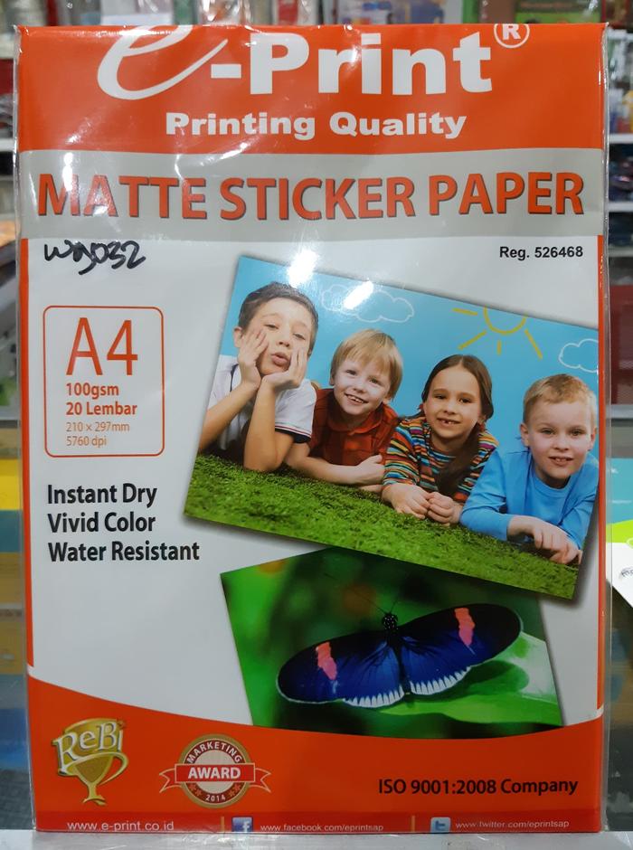 Jual EPRINT STICKER MATTE PAPER KERTAS STIKER MATTE KERTAS STICKER A4 ...