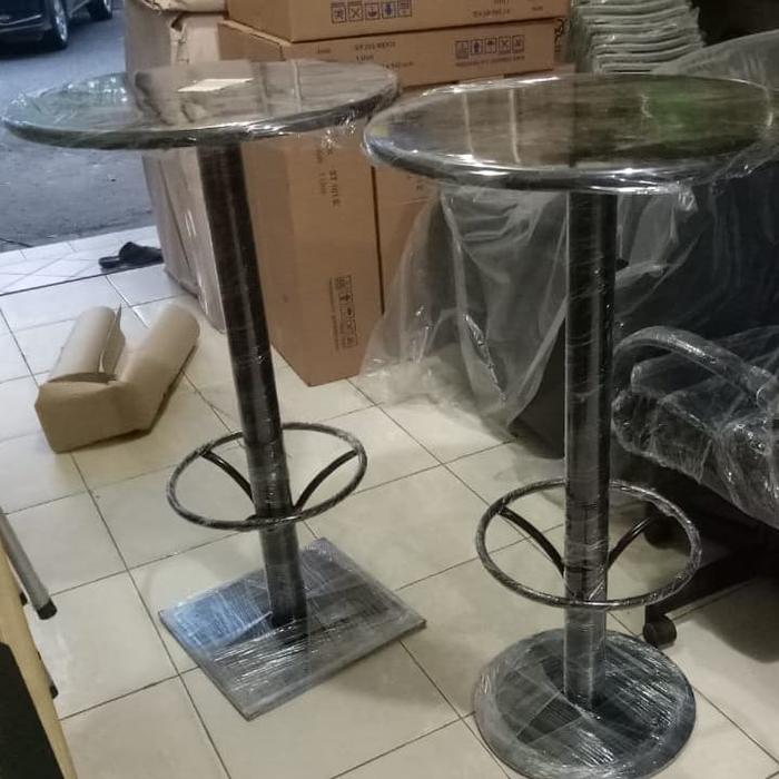 Jual meja bar stool meja cafe tinggi pijakan kaki meja pameran dealing ...