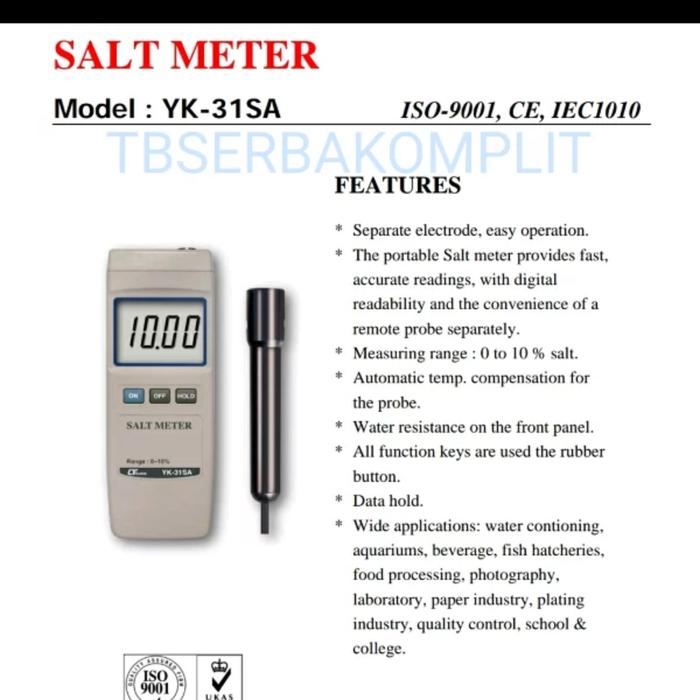Jual Lutron YK-31SA Salt Meter Salinometer Saltmeter Salinity Meter YK31SA - Jakarta Barat ...