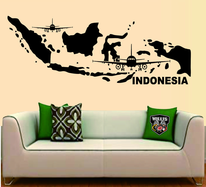 Jual Sticker Stiker Plane Pesawat Peta Indonesia Dinding Kaca Kantor ...