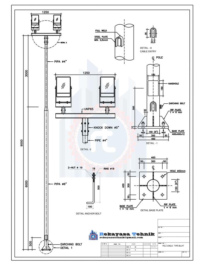 Jual Flood Lighting Pole/Tiang Lampu PJU Type Flood Light (Costom ...