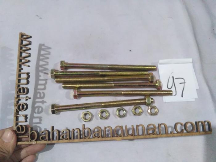Jual Baut Mur kuningan diameter 8 mm panjang 12 cm kunci 12 m8 x 120mm ...