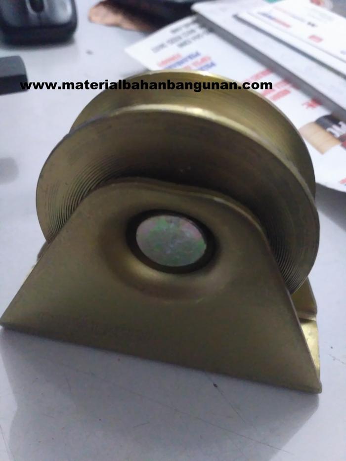 Jual roda rel pagar besi trolley siku 7cm pintu geser tebal warna emas ...