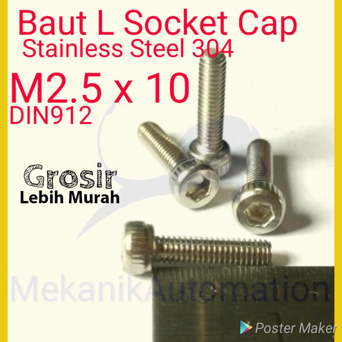 Jual Baut L M2.5 x 10 Hex SS304 - Jakarta Timur - Mekanikautomation | Tokopedia