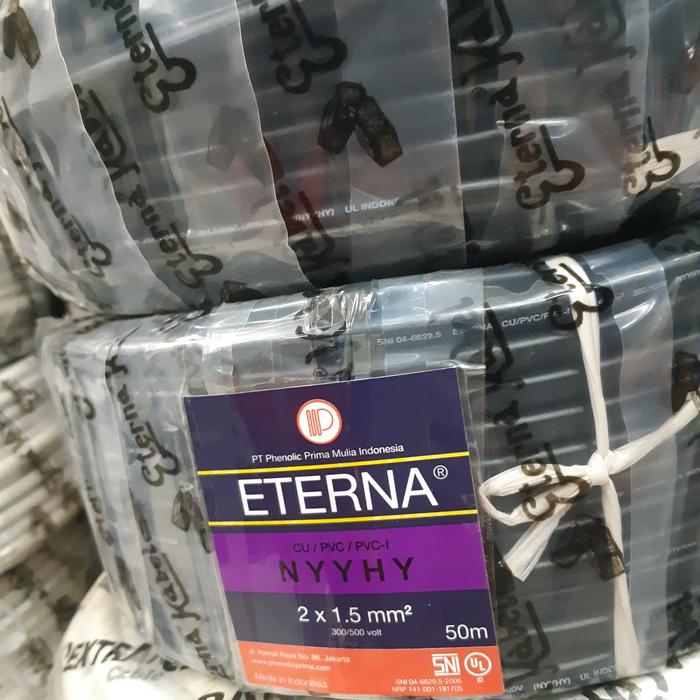 Jual Kabel NYYHY 2X1,5 mm ETERNA / NYY HY 2X1,5 / HITAM SERABUT / 1ROLL 50M - Jakarta Pusat ...