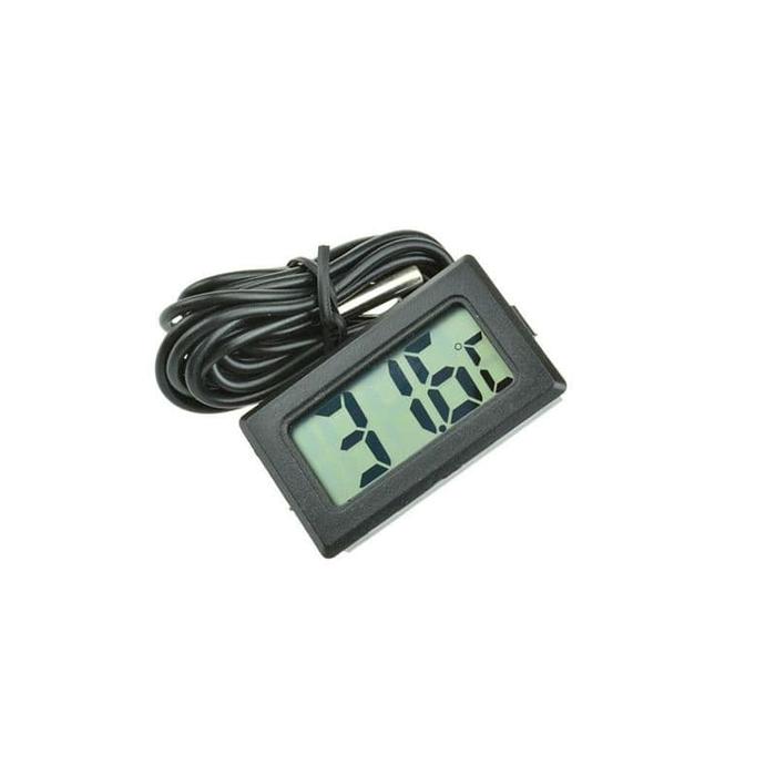 Jual HITAM Pengukur Suhu Aquarium Digital Termometer Kabel 1M T110 ...