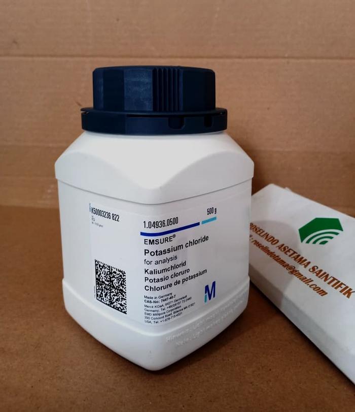 Jual MERCK 104936 POTASSIUM CHLORIDE 500 GR FOR ANALYSIS KALIUM KLORIDA ...