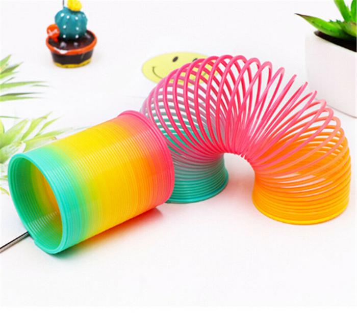 Jual HOT Plastic Slinky Rainbow Circle Folding Coil Colorful Spring ...