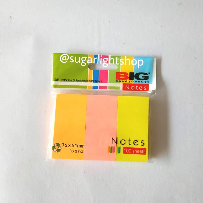 Jual Post It Big 76x51mm Isi 100 Lembar x 3 Warna Sticky Notes Penanda ...
