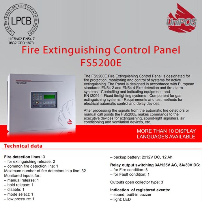 Jual Fire Alarm-UniPos-Fire Extinguishing Control Panel-FS5200E - Kab ...