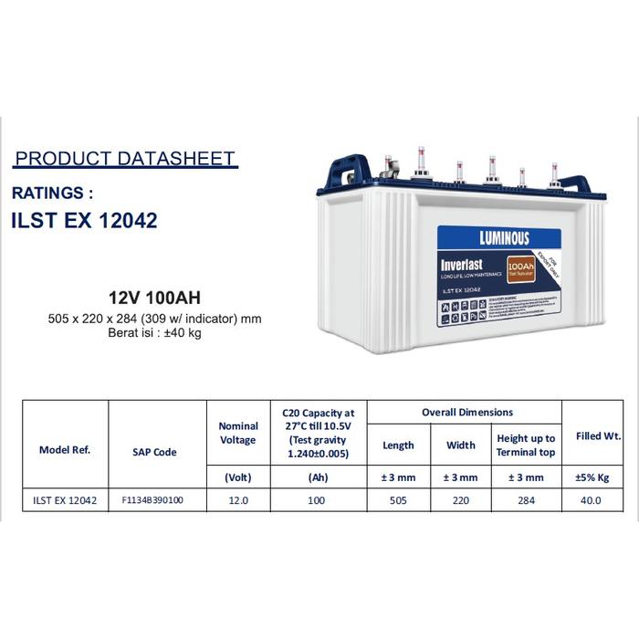 Jual LUMINOUS BATTERY BASAH TALL TUBULAR 100AH 12V - Jakarta Barat ...