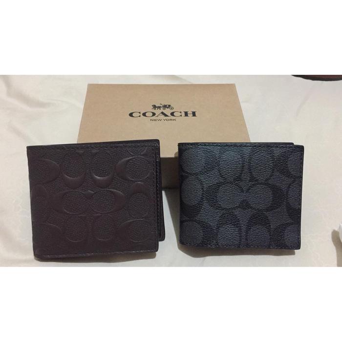 Jual Dompet Cowok Coach Original / Men Wallet Compact ID Black C ...