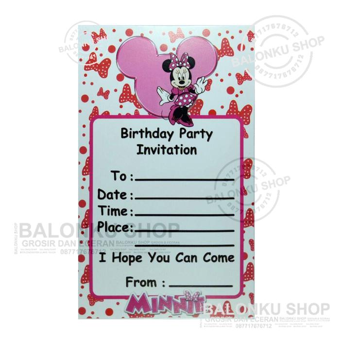 Jual Kartu Undangan Ulang Tahun Minnie Mouse - Kota Tangerang Selatan ...