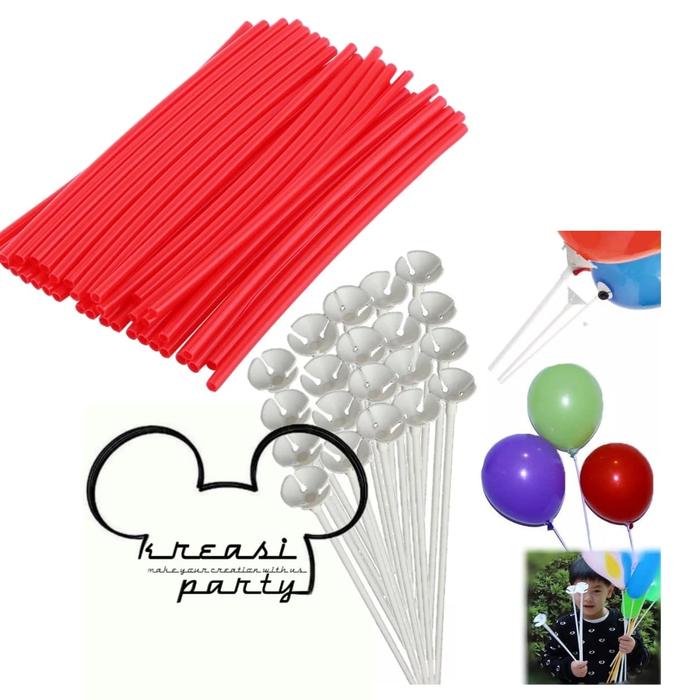 Promo Stik Balon Merah Putih / Gagang Balon / Tangkai Balon / Stick ...