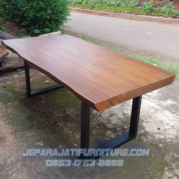 Jual meja makan trembesi kaki besi, meja kayu solid, meja suar , m ...