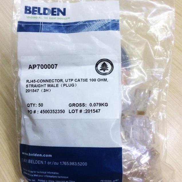 Jual Konektor BELDEN Rj45 cat 5 original isi 50pcs AP700007 - Kota ...