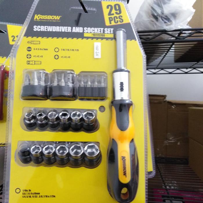 Jual screwdriver and socket set 29pcs krisbow / obeng dan kunci sok set ...