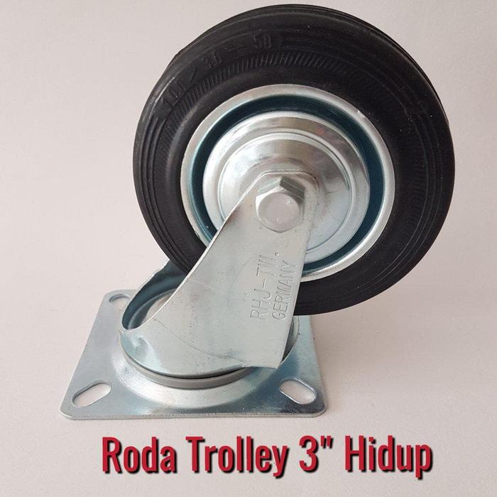 Jual Roda Troli 3 Inch Hidup Roda 3 Roda Karet Etalase Roda Gerobak ...