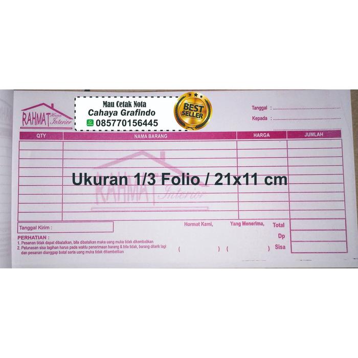 Jual Cetak Nota 2 Ply (paket 1 Kg) Di Seller Velvet Store - Cengkareng ...