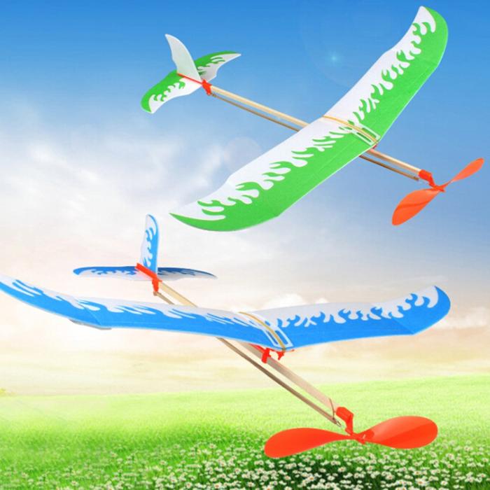 Rubber Band Elastic Powered Aircraft Glider Flying Plane Airplane DIY K ...