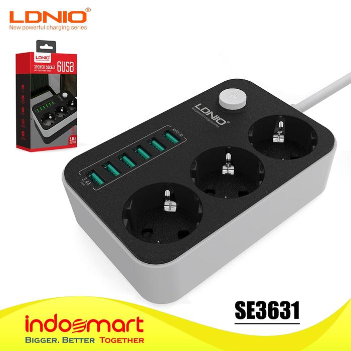 Jual LDNIO SE3631 Stop Kontak 3 Power Socket 6 USB fast charging - Jakarta Barat - Indoemart ...