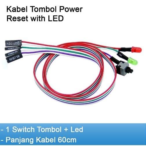 Jual Kabel Tombol Power Reset Switch 2 LED 1 Tombol Front Panel Desktop ...